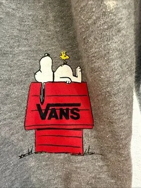 Vans | Shirts | Vans Gray Hoodie With Red Logo And Snoopy Graphic ...